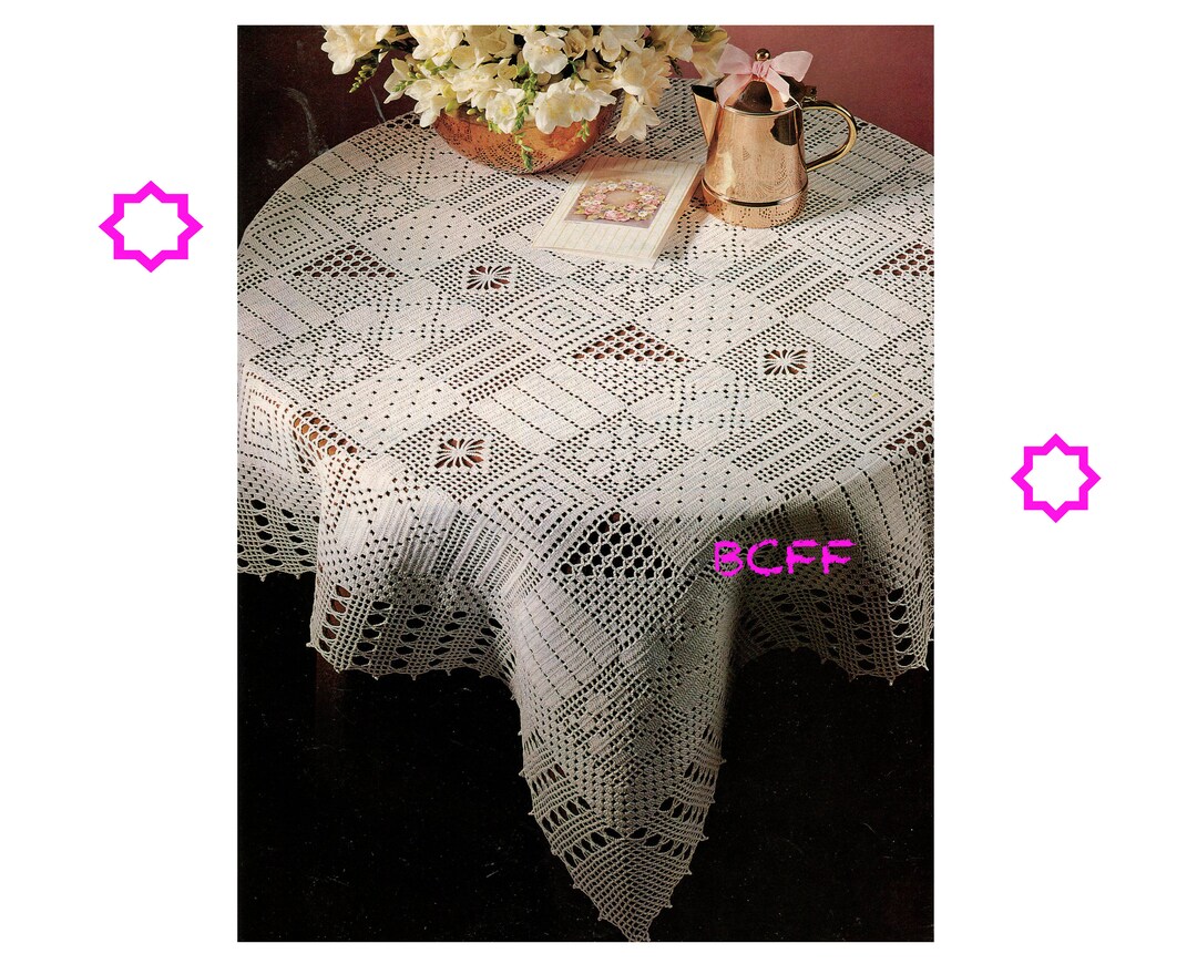 Tablecloth Crochet Pattern Patchwork Tablecloth 37 Inch Square Table ...