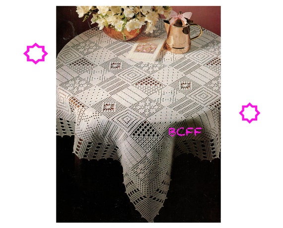 Tablecloth Crochet Pattern Patchwork Tablecloth 37 Inch Square - Etsy