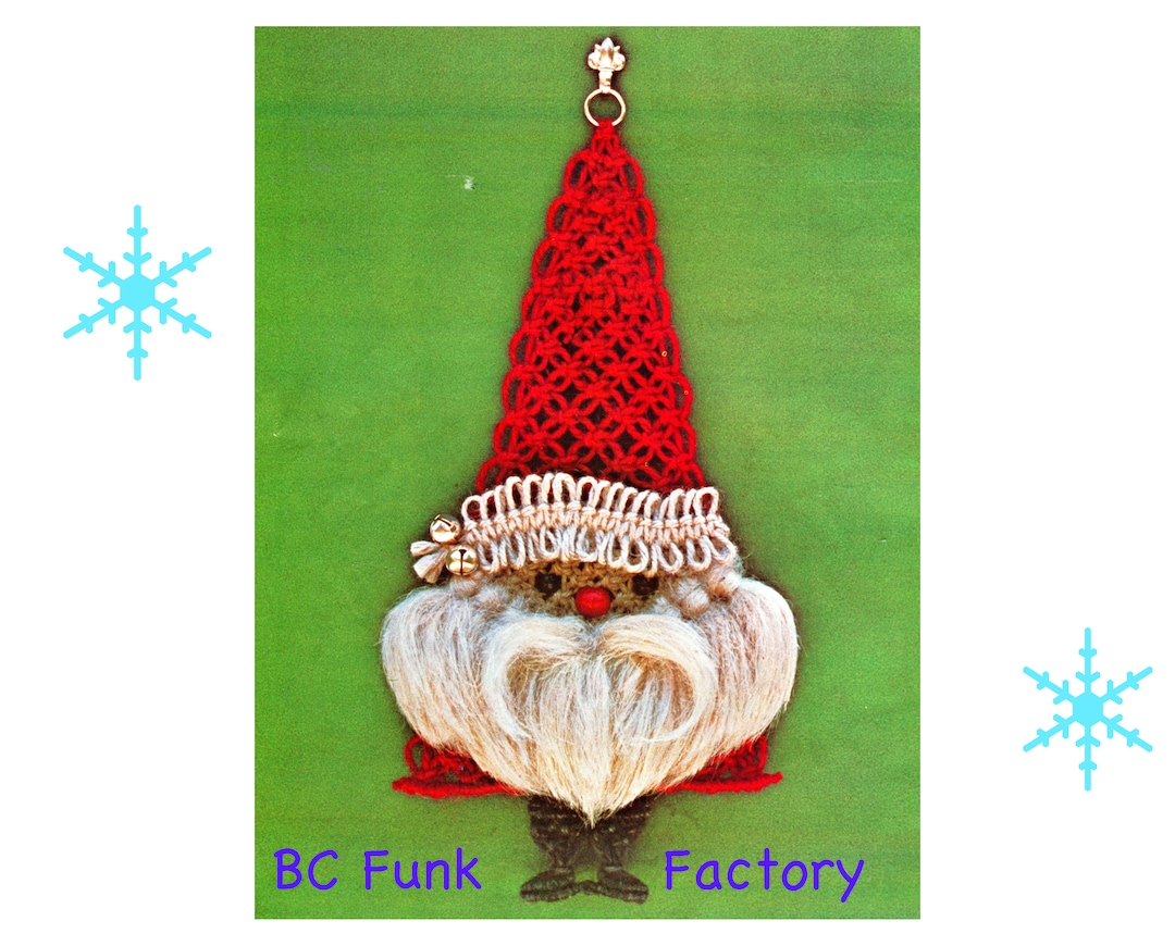 Macrame Pattern - Santa Claus Wall Hanging Vintage 70's Macrame Decor ...
