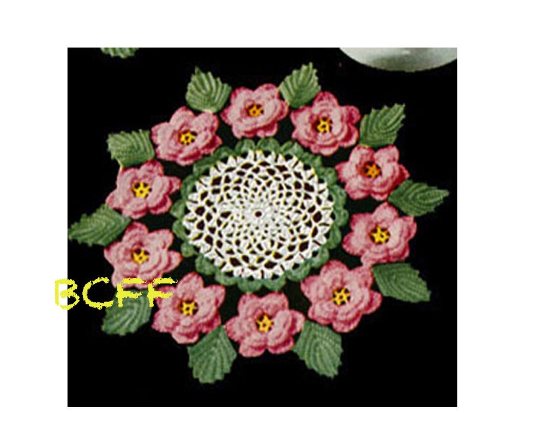 Doily Crochet Pattern - Vintage Rose Doily Thread Crochet Pattern - PDF ...