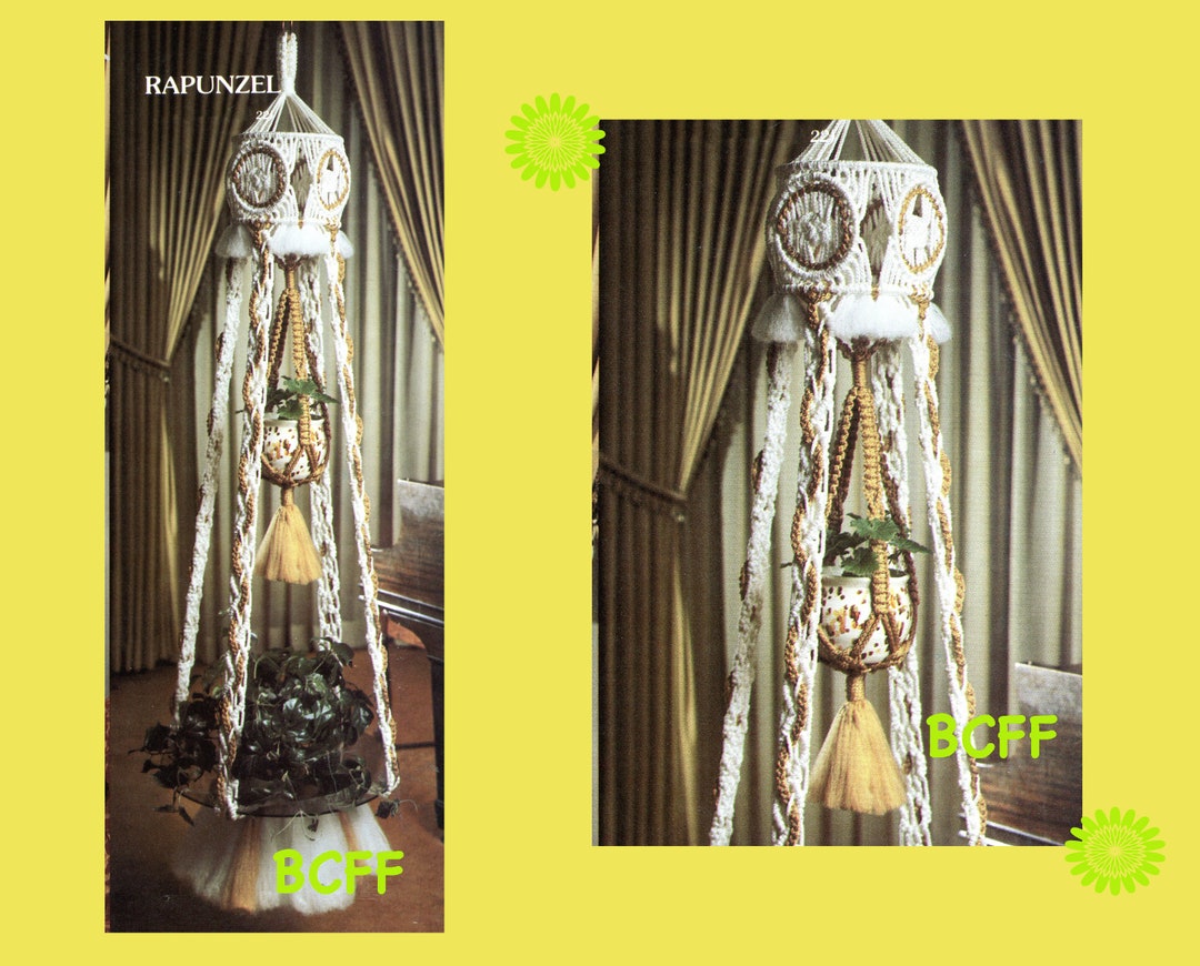 Vintage Macrame Pattern - Hanging Table With Light Pattern - 70's ...