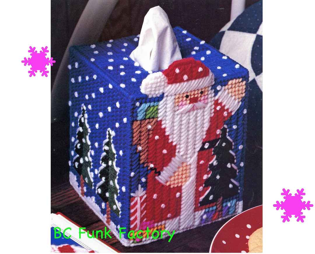 Plastic Canvas Pattern Santa Tissue Holder - Christmas Tissue Box ...