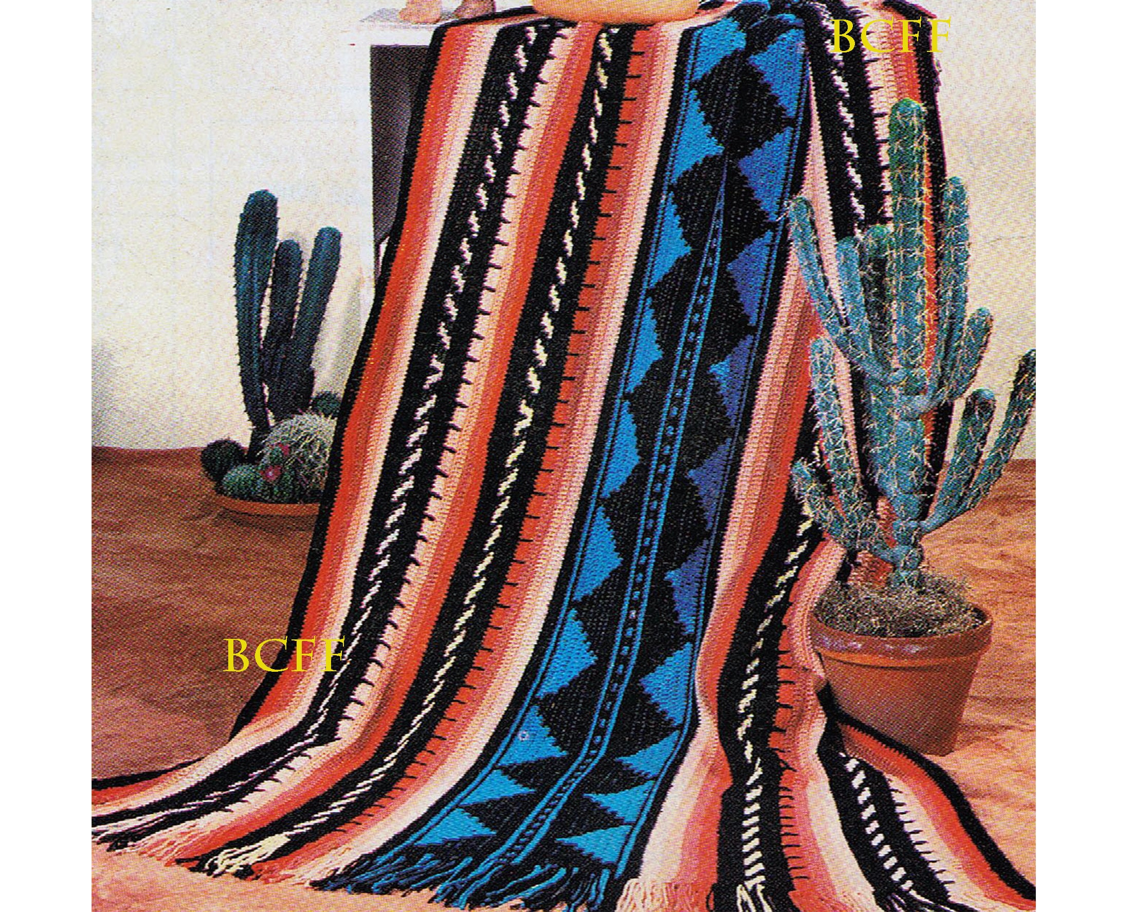 Afghan Crochet Pattern - Southwest Design Throw - PDF Crochet Pattern ...