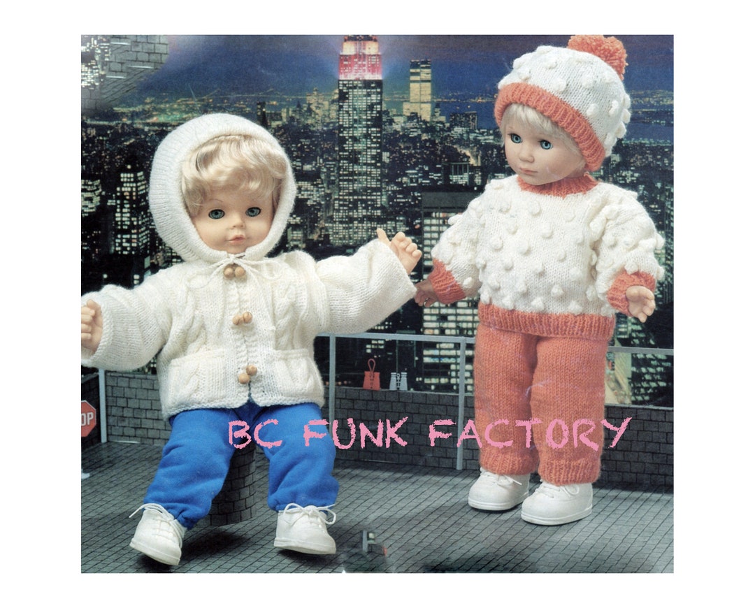 PDF Doll Clothes Knitting Pattern - Doll Track Suit & Hat and Hooded ...