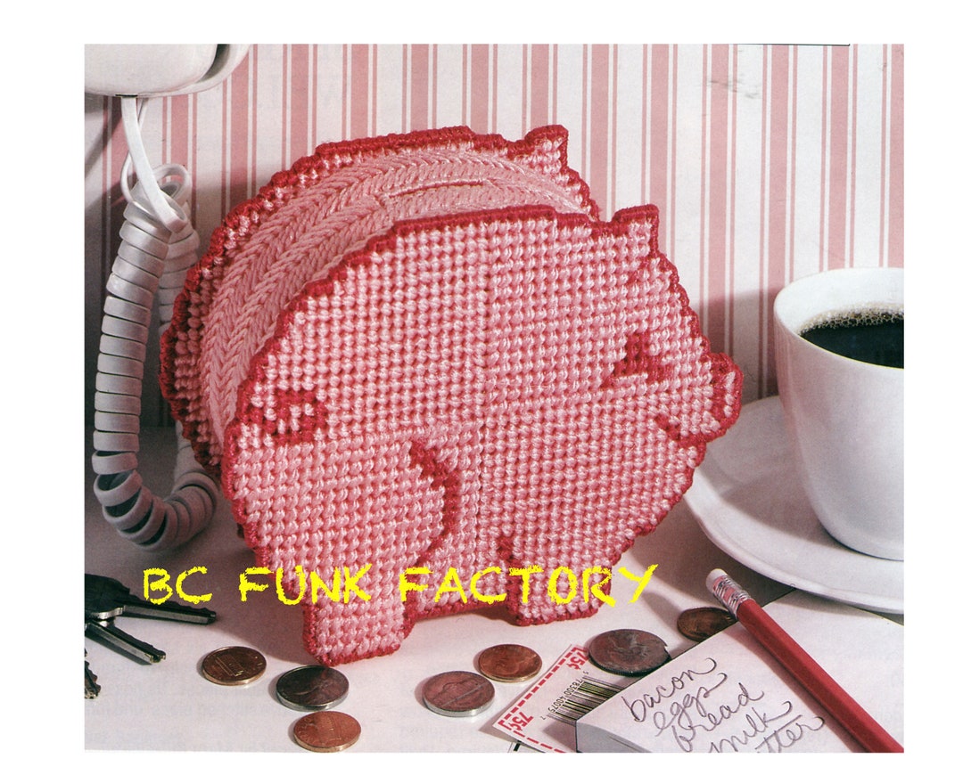 PDF Plastic Canvas Pattern Piggy Bank Pattern - Vintage PDF 7 Mesh ...