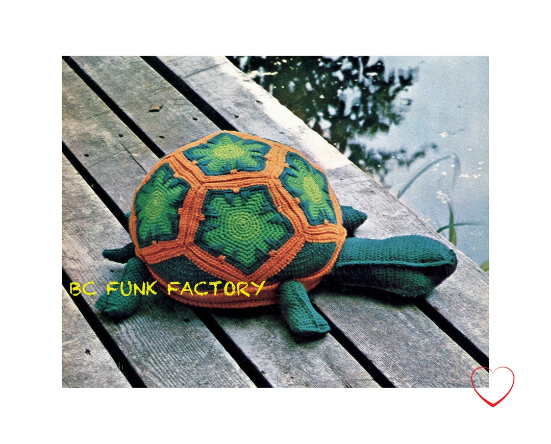 Crochet Pattern Pillow Pal Crochet Turtle Floor Cushion Pillow Vintage ...