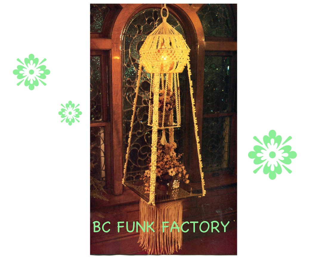 Macrame Pattern - Hanging Table With Light Pattern - Vintage 70's ...