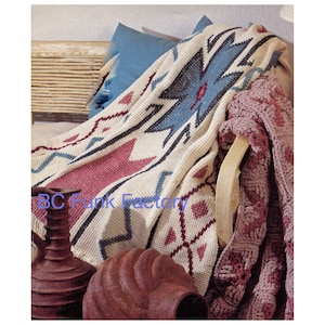 Crochet Pattern Afghan Cross Stitch Southwestern Design Blanket Throw ...