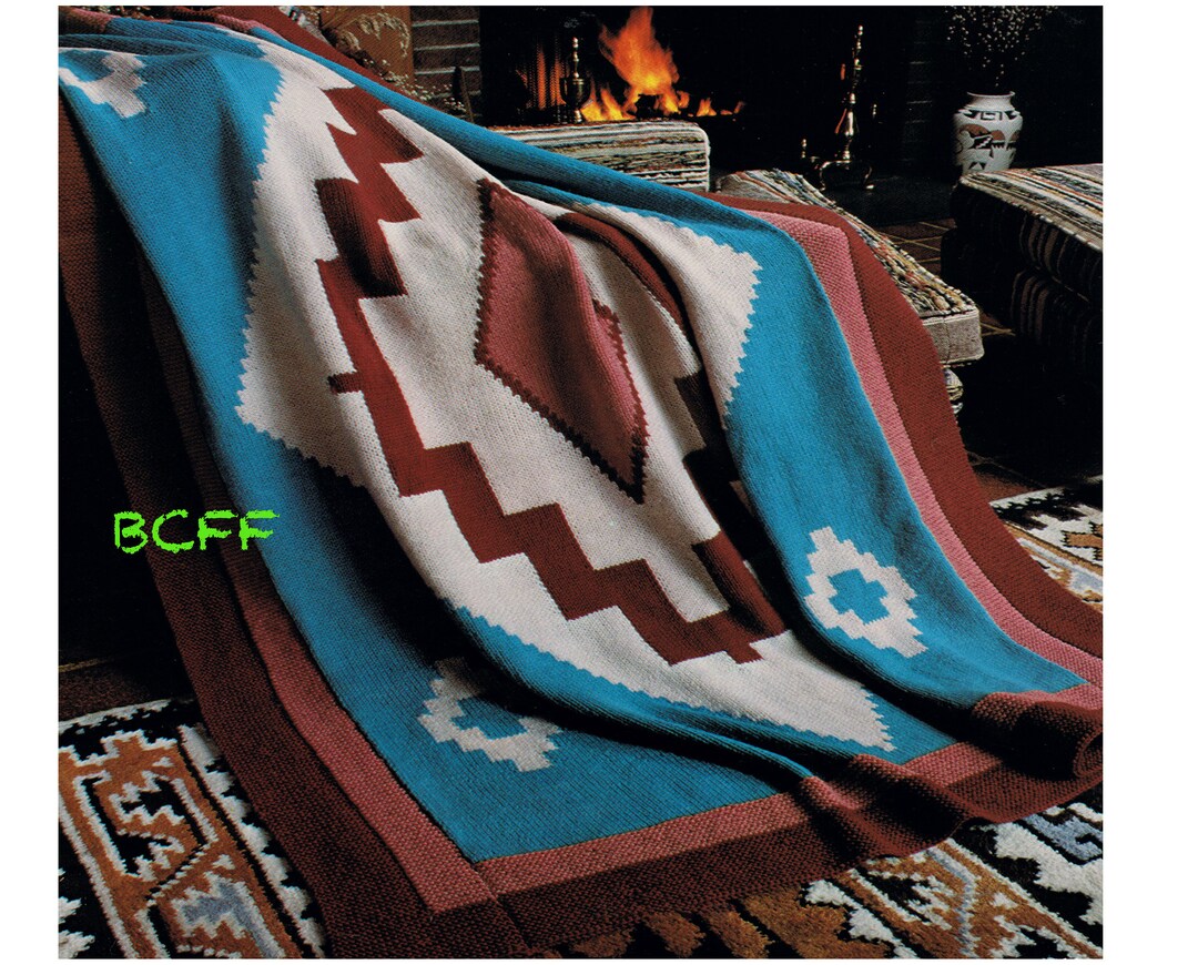 Knitting Afghan Pattern - Indian Afghan - Throw - Blanket Pattern - PDF ...