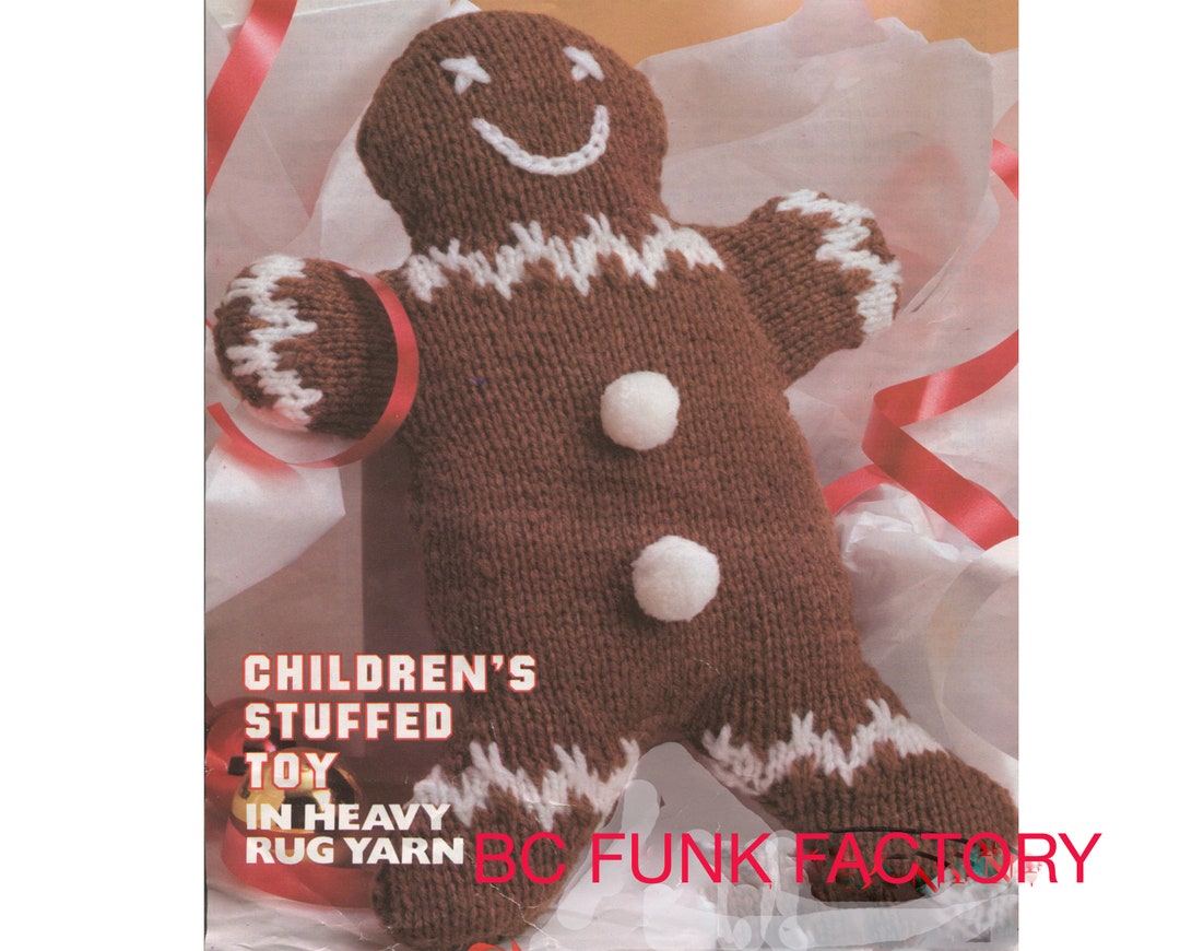 Knitting Pattern Christmas Ginger Bread Man Knitting Vintage Xmas Decor ...