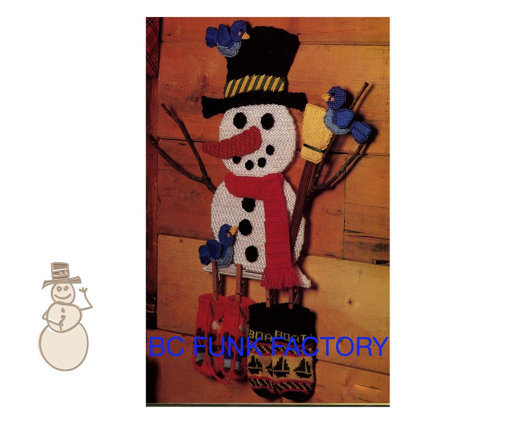Plastic Canvas Pattern Snowman Mitten Holder Vintage Christmas Winter ...