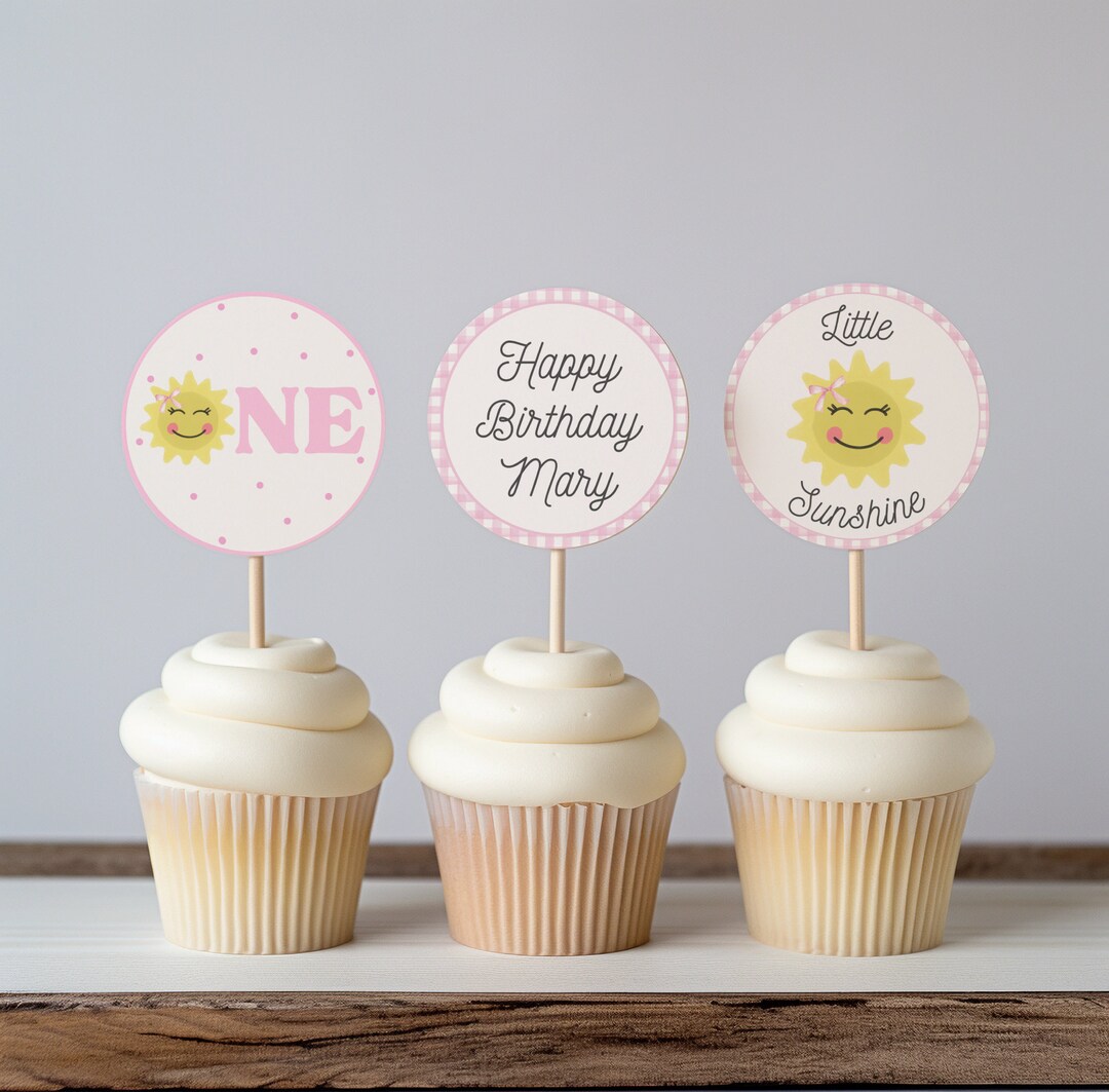 Our Little Sunshine Cupcake Toppers, Printable Cupcake Topper, Matching ...