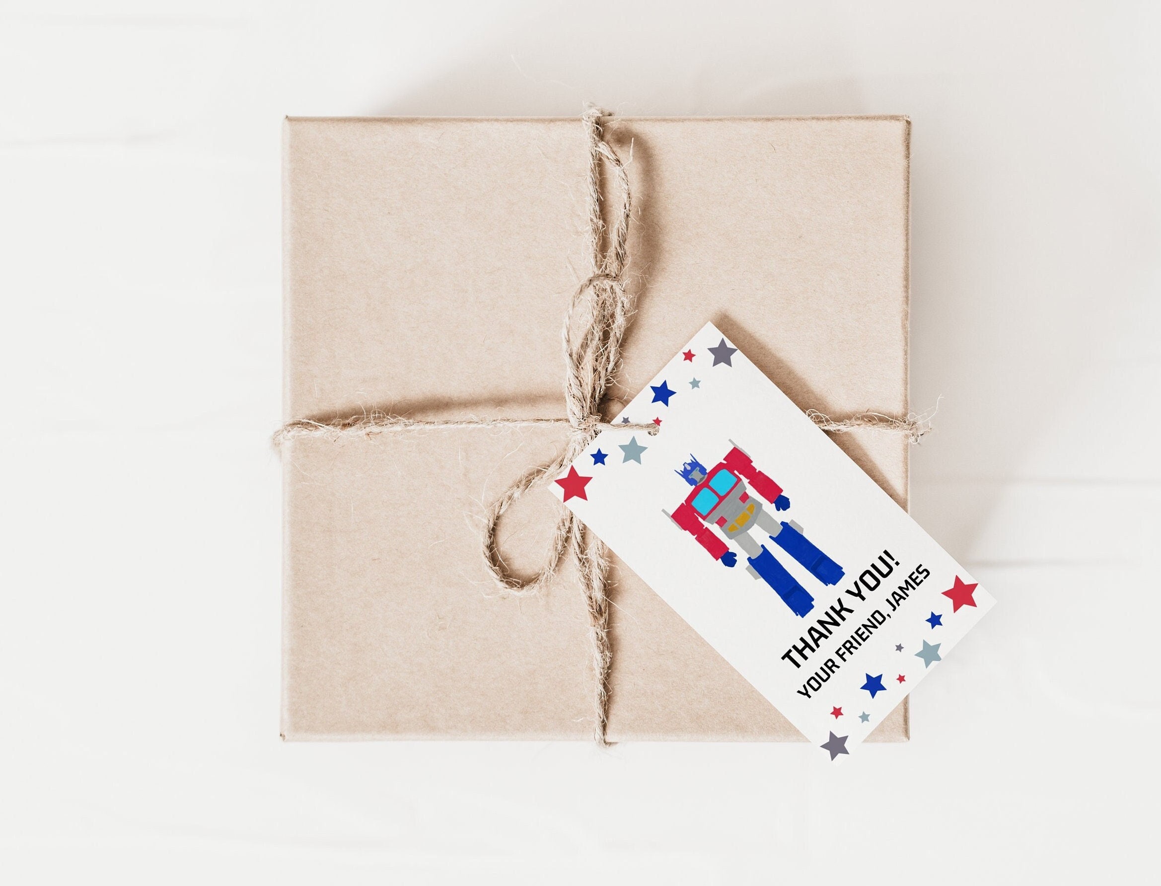 Robot Birthday Thank You Tag, Party Favor Tag, Transformer Party Tag ...