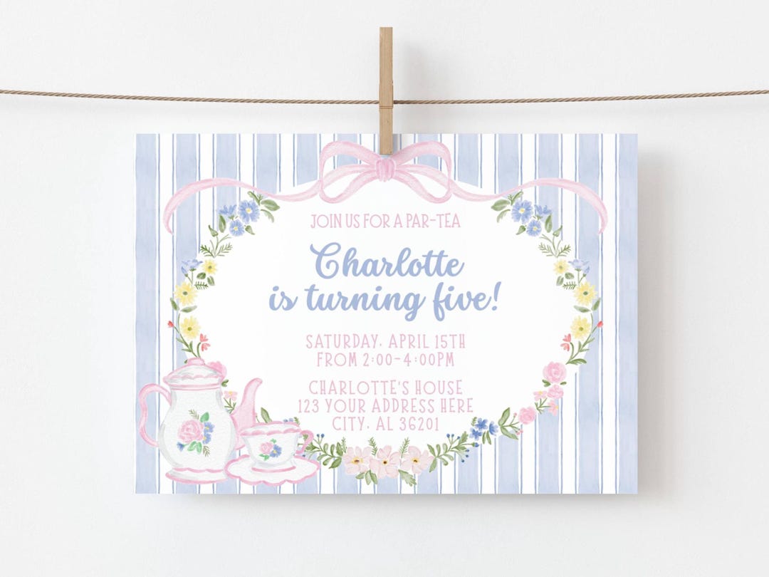Grandmillenial Tea Party Invitation, Time to Par-tea, Tea for Two, Tea ...
