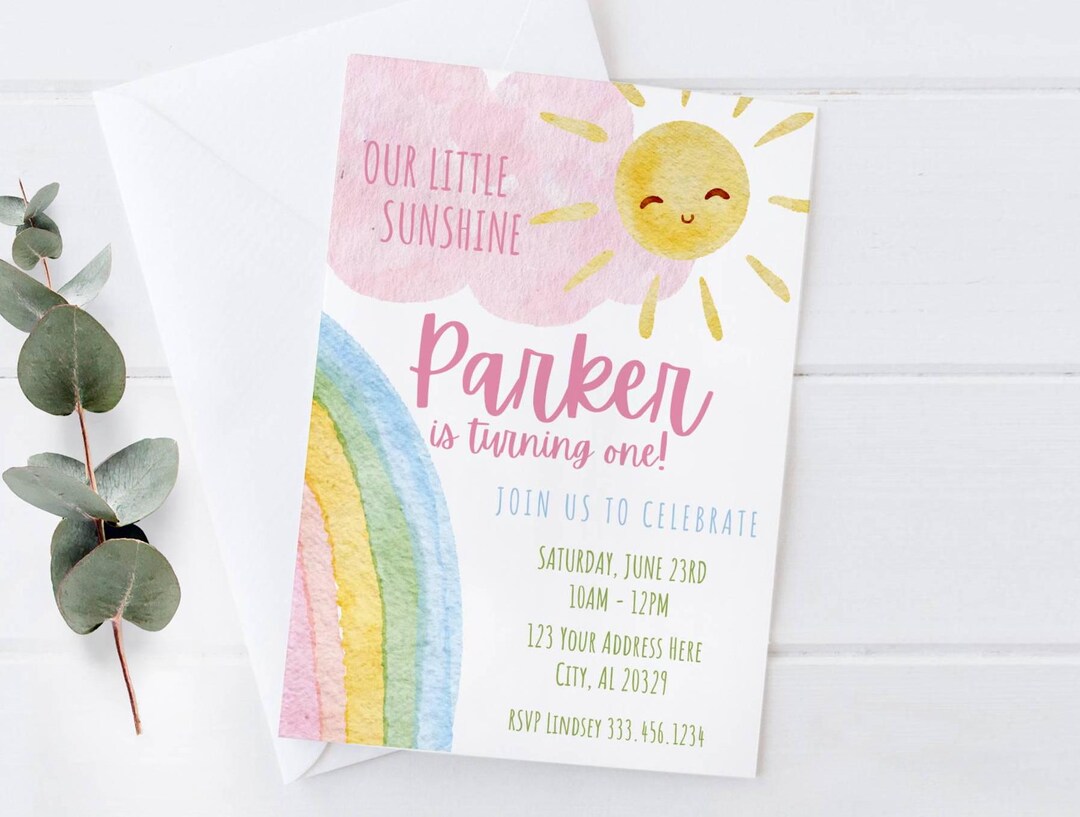Our Little Sunshine Invitation Template, First Birthday, Sunshine and ...
