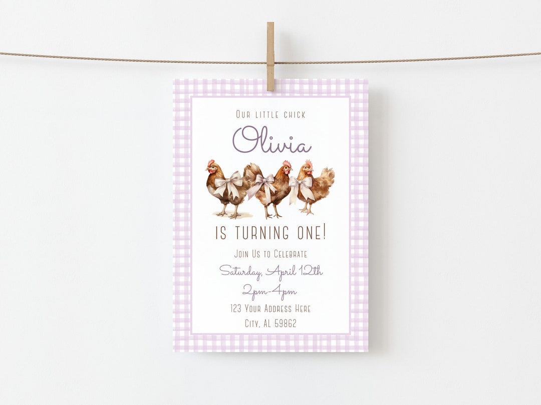 Our Little Chick Birthday Invitation, Chicken Birthday Party Invitation ...