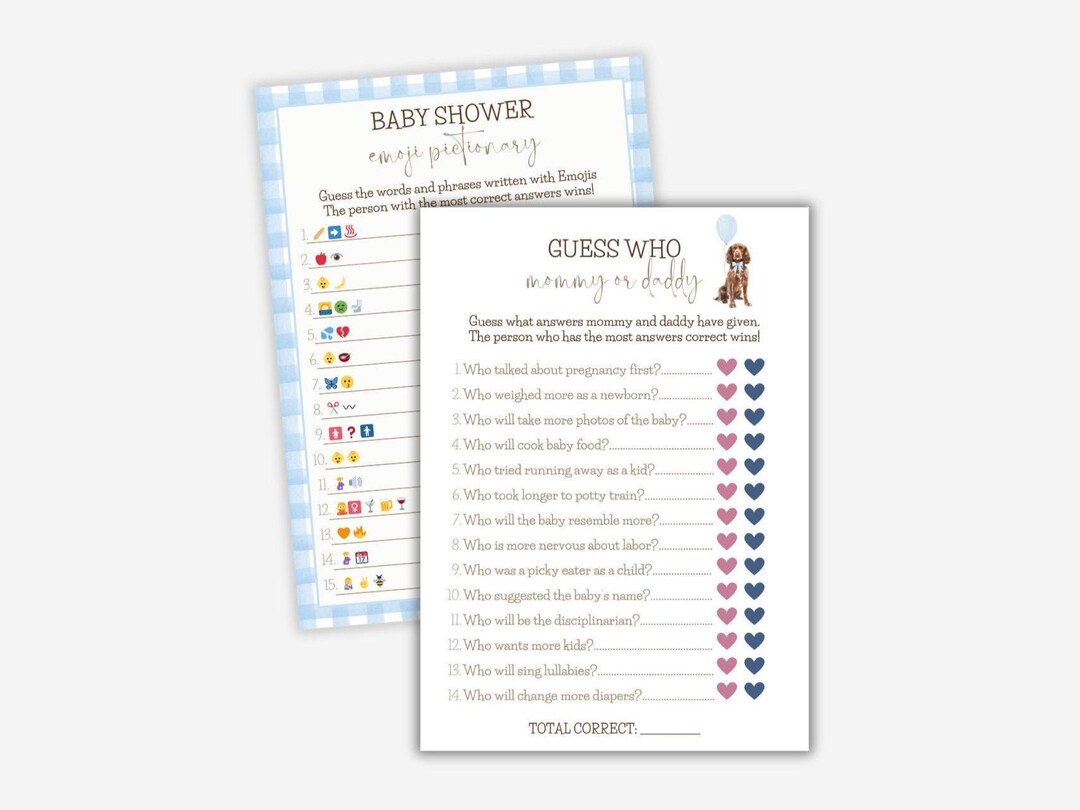 Boykin Spaniel Baby Shower Game Cards, Baby Shower Games, Printable ...