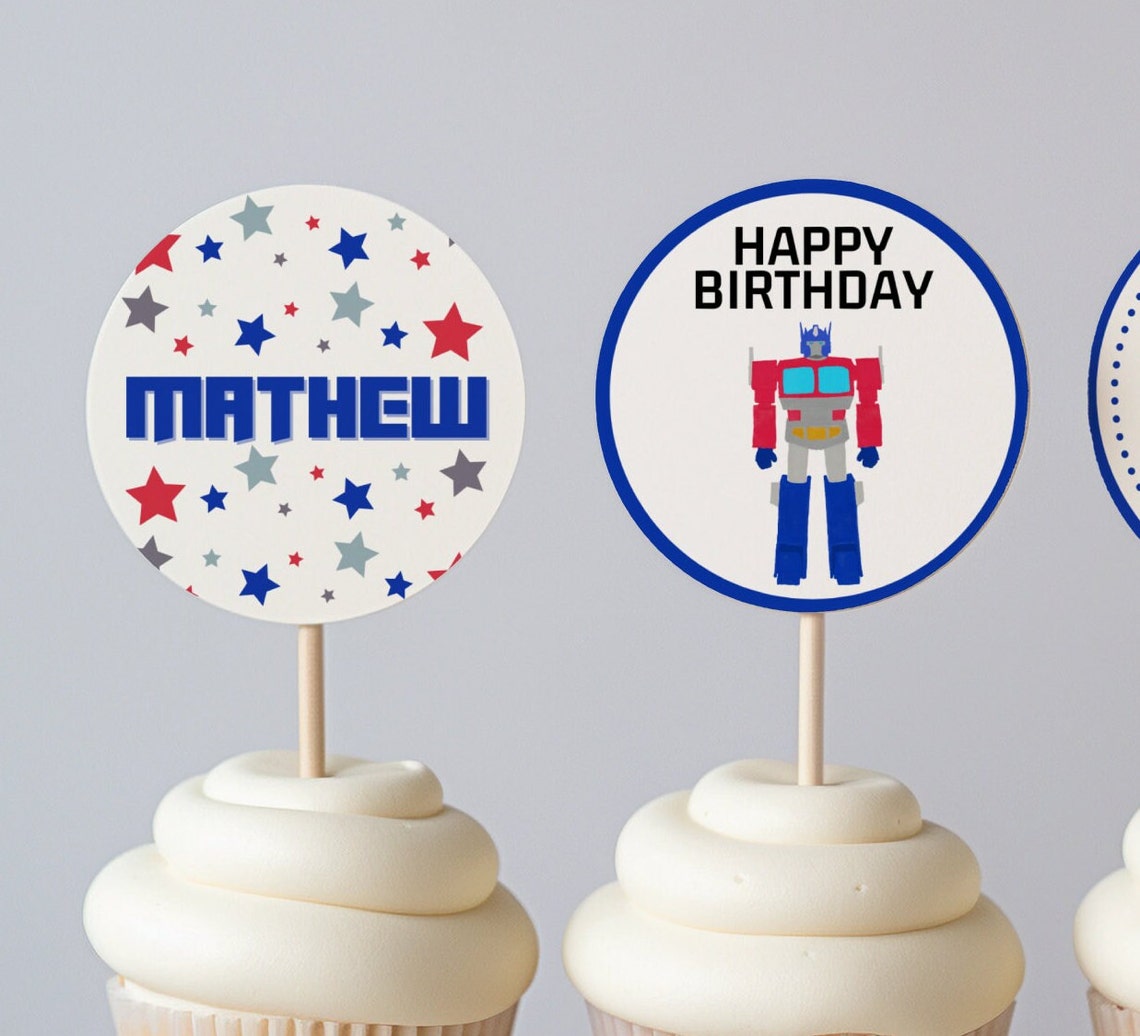 Robot Printable Cupcake Toppers, Calling All Autobots, Transformer ...