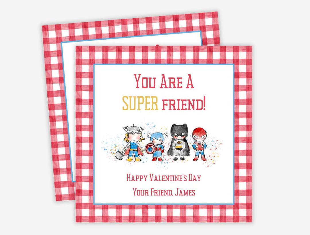 Superhero Valentines Day Cards, Kids Valentines Tags, Super Friend ...