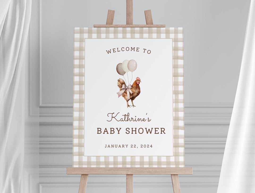 Neutral Baby Shower Welcome Sign, Chicken Theme Baby Shower, Farm Baby ...