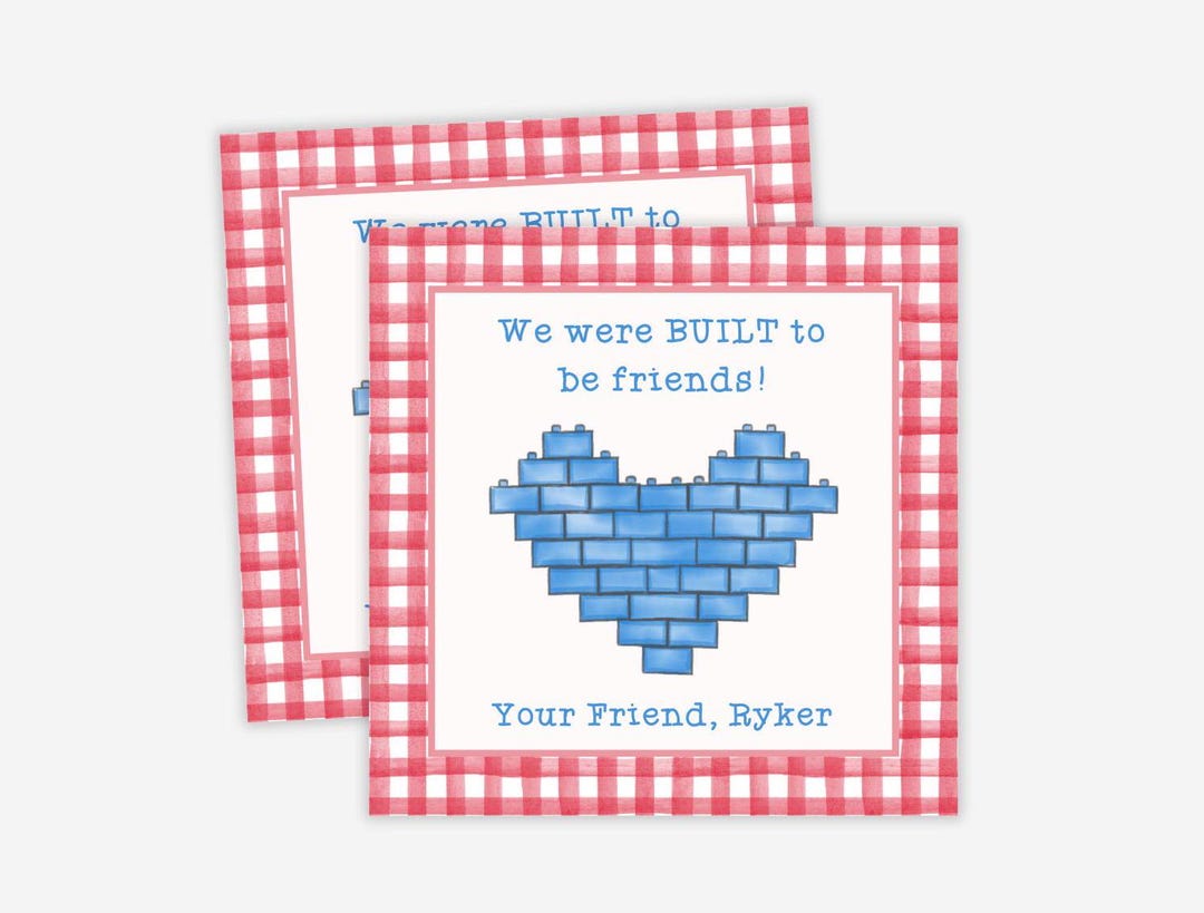 Printable Valentine's Day Tag, Built to Be Friends, Building Blocks ...