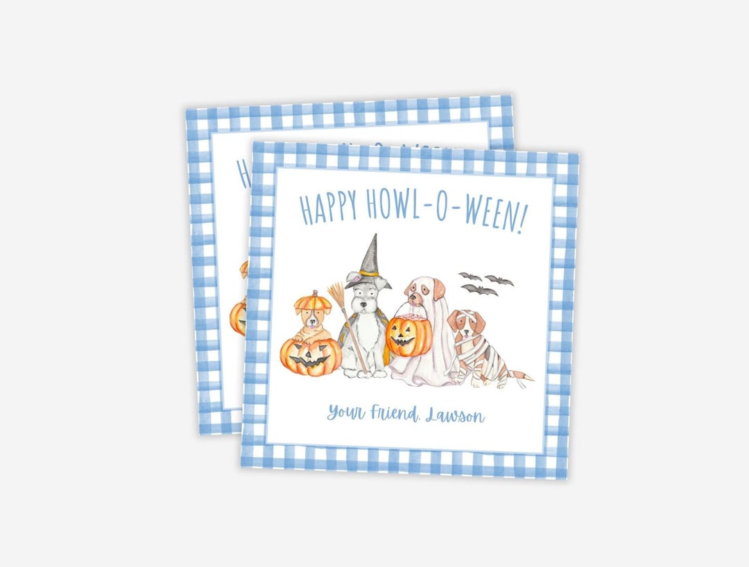 Halloween Treat Bag Tags, Happy Howl-o-ween, Halloween Gift Tags ...