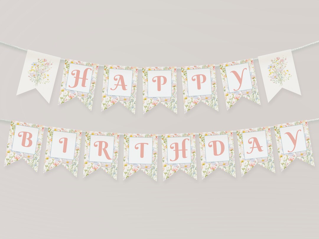 Wild and Onederful Birthday, Wildflower Birthday Banner, Editable ...