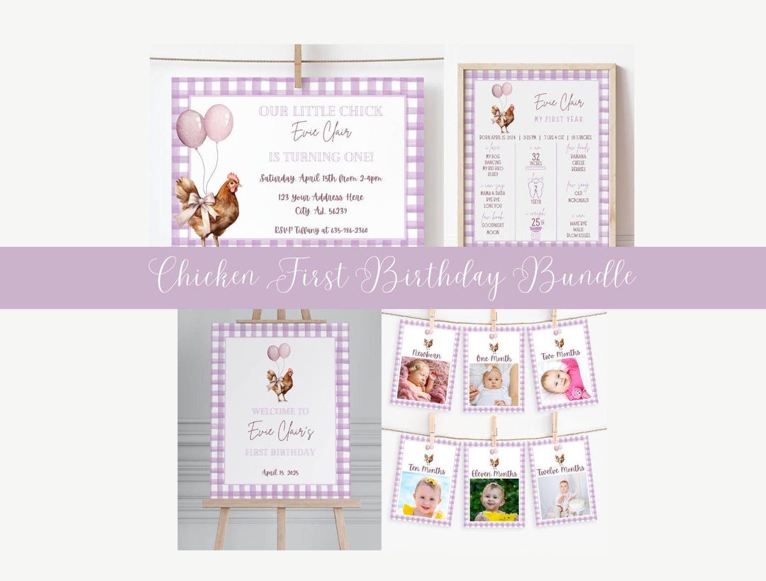 Chicken Birthday Party Bundle, Our Little Chick, Birthday Invite ...