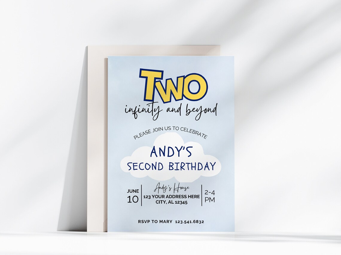 Two Infinity and Beyond Birthday Party Invitation, Toy Birthday ...