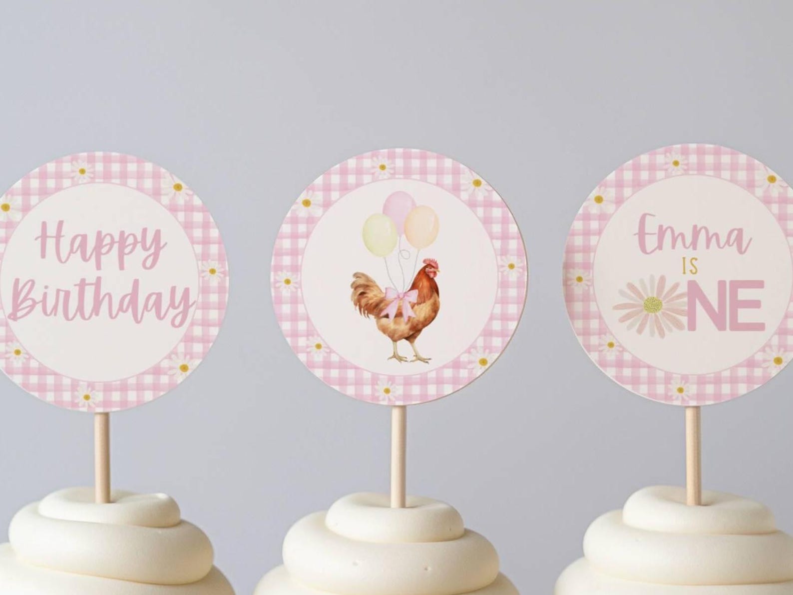 Printable Cupcake Topper, Birthday Cake Topper, Chicken Birthday Party ...