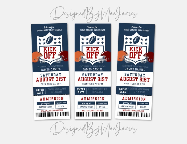 Baby Shower Invitation, Football Ticket, Football Theme Baby Shower ...