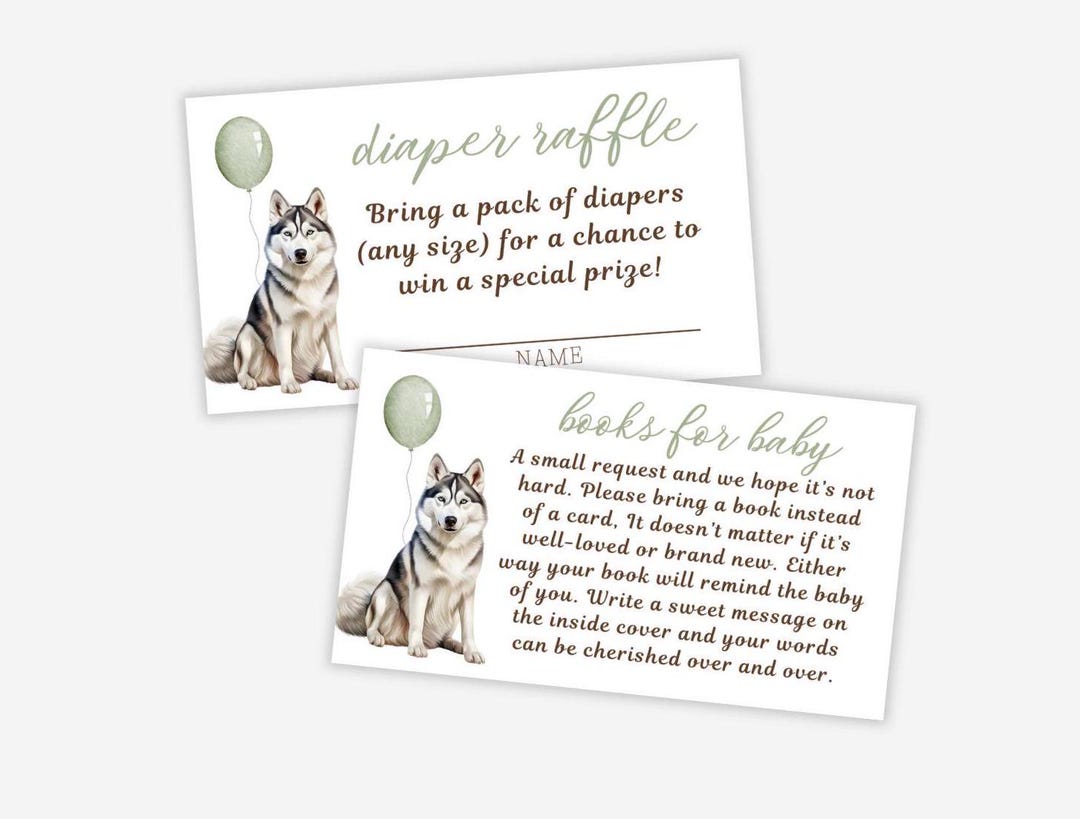 Siberian Husky Baby Shower, Baby Shower Games, Shower Card Inserts ...
