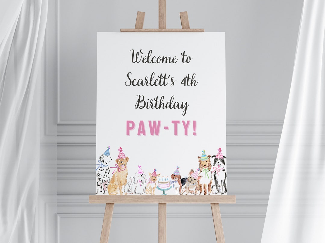 Come Sit Stay Play Let's Paw-ty Birthday Sign, Welcome Sign, Puppy ...