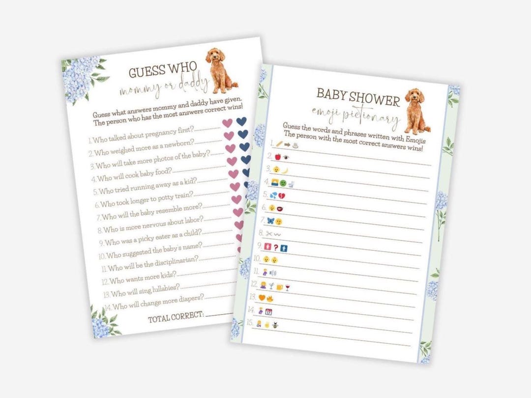 Golden Doodle Baby Shower Game Cards, Baby Shower Games, Printable Game ...