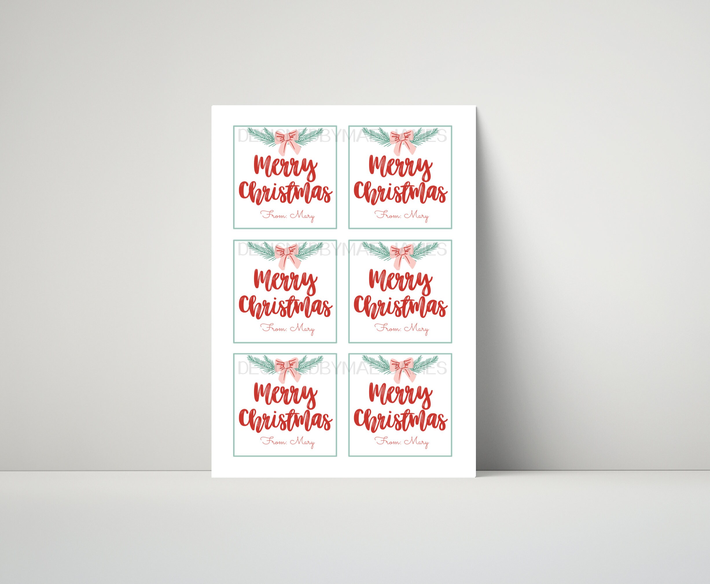 Merry Christmas Gift Tag, Printable Gift Tag, Gift Tag Template, Treat ...