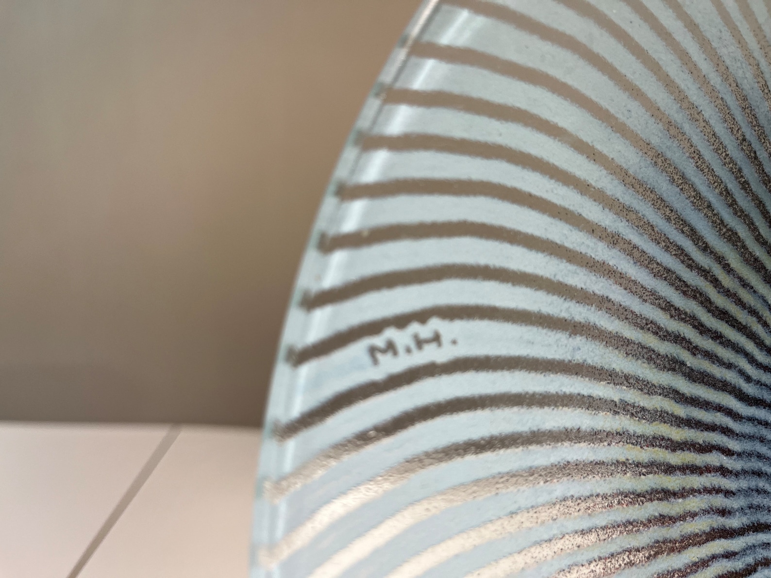 Maurice Heaton (1900-1990) Art Glass Platter, Signed "mh" in the Design ...