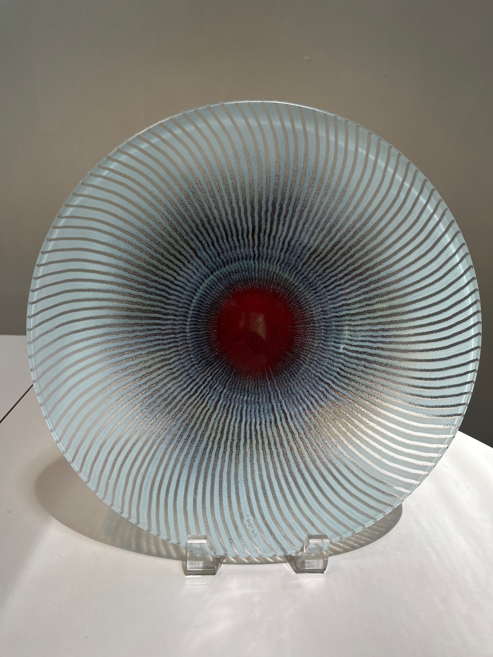 Maurice Heaton (1900-1990) Art Glass Platter, Signed "mh" in the Design ...