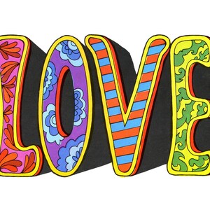Mod "love" Print • 8x10 Wall Art • High Quality Giclée Print! Groovy ...