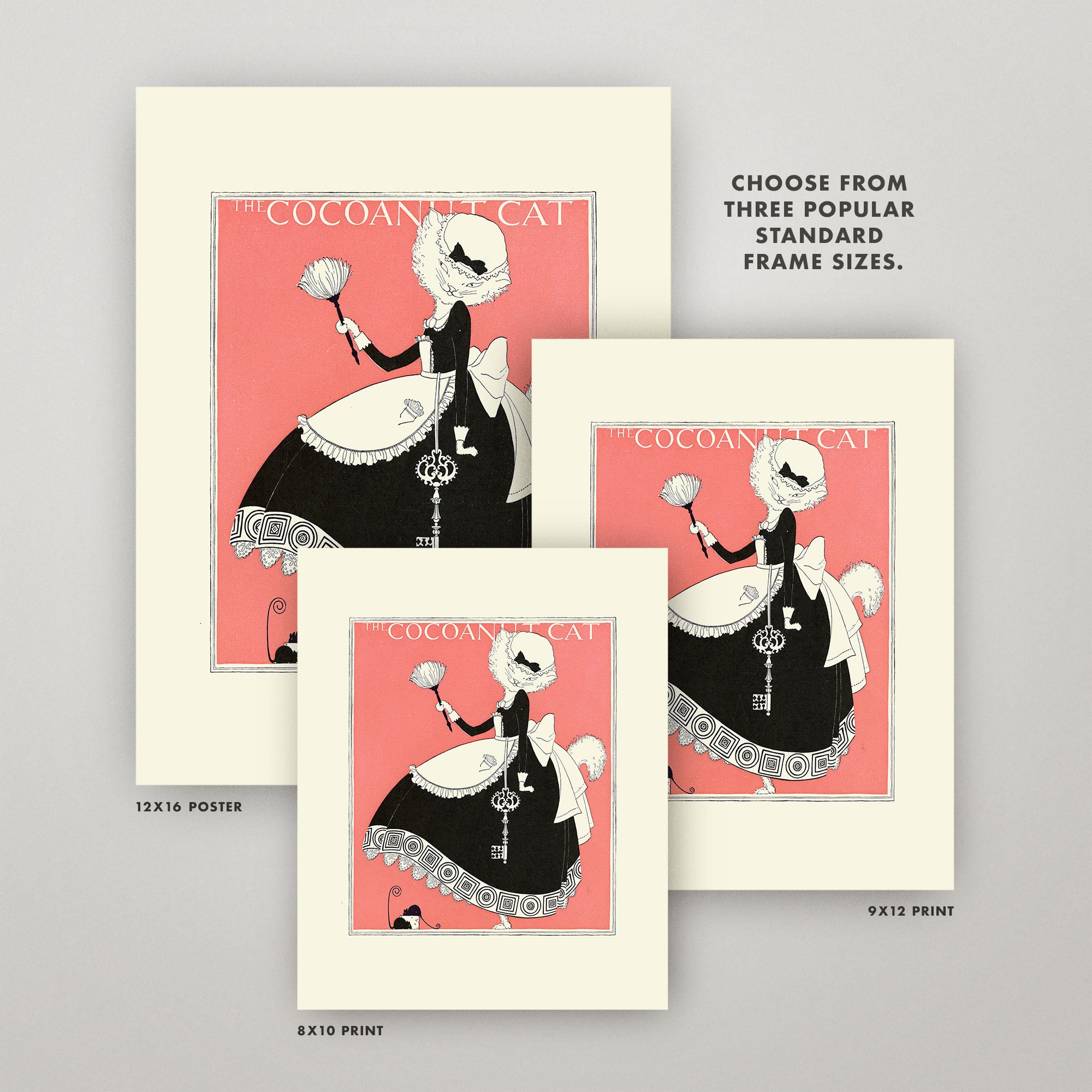 Coconut Cat Print Vintage Cat Wall Art 3 Sizes Pink Cat | Etsy