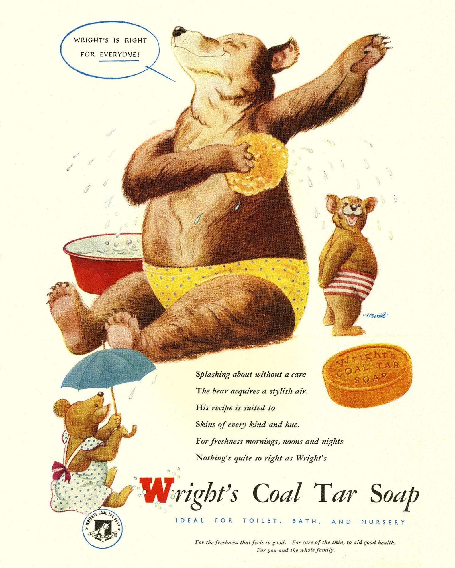 Vintage Bathroom Print Bathing Bears Soap Ad 4 Sizes 1950s - Etsy