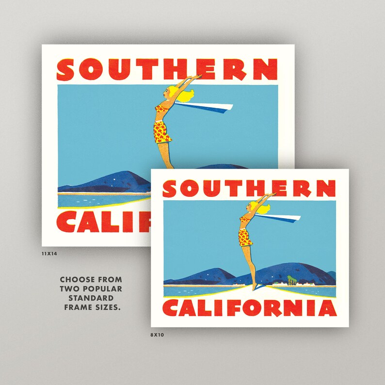 Vintage Southern California Print • Mid-century California Poster • 2 ...