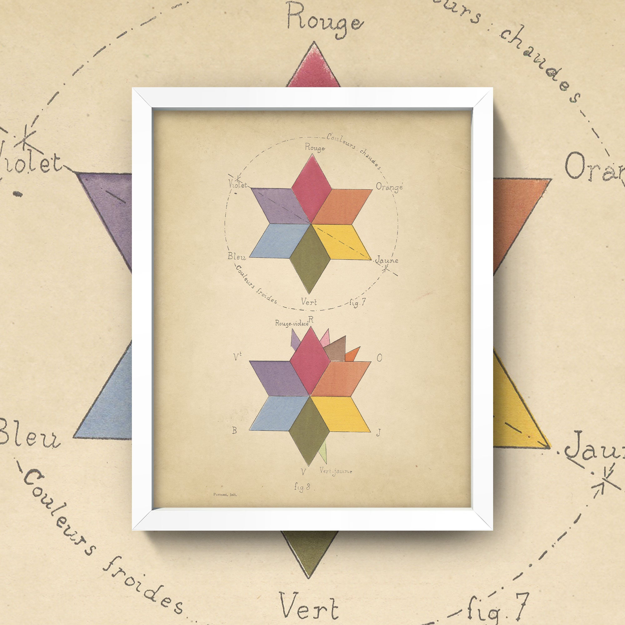 Geometric Color Print • Vintage French Color Pigment Chart • 8X10 Print ...