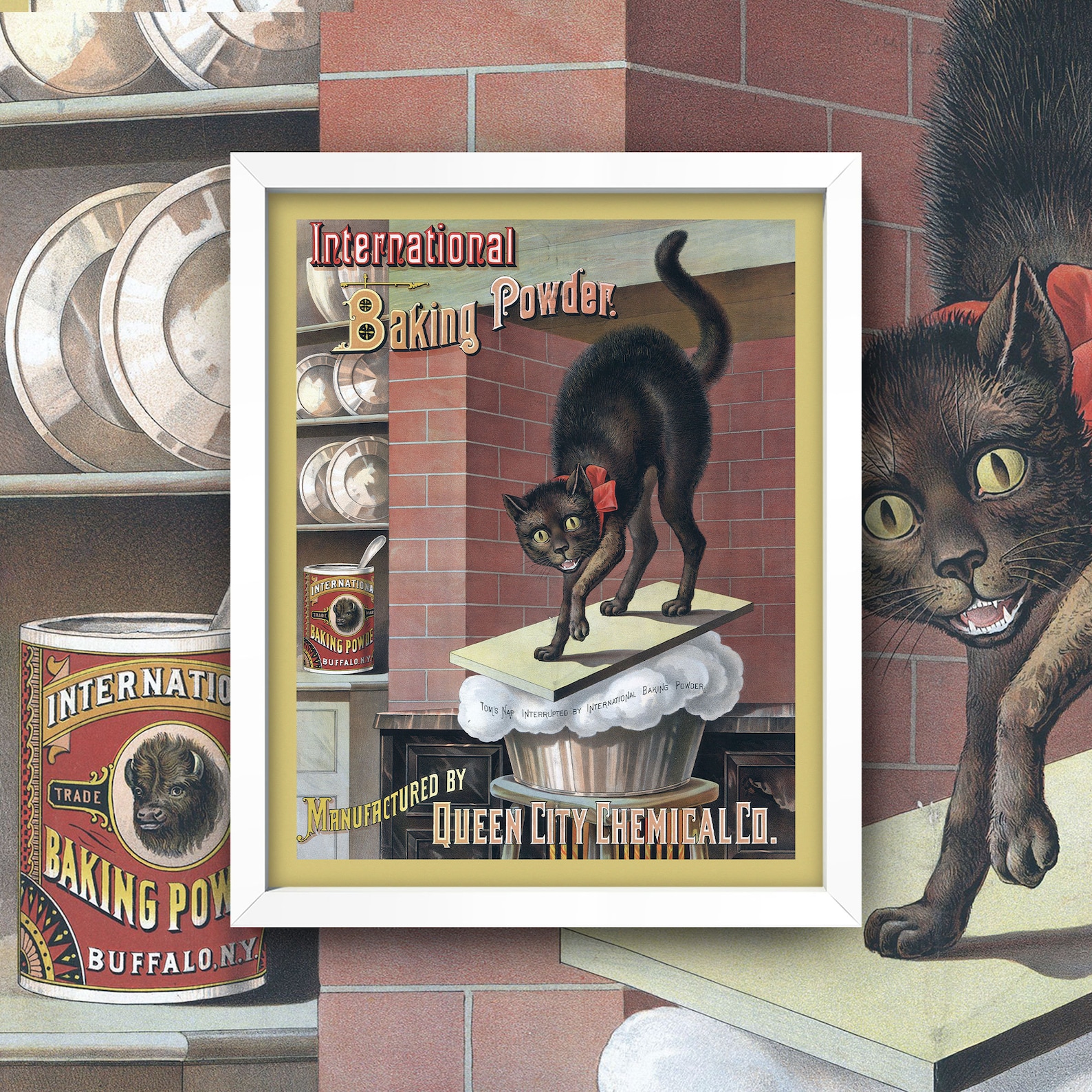 Cat in the Kitchen Print • 4 Sizes! 8X10, 9X12 & 12X16 • Vintage Baking ...