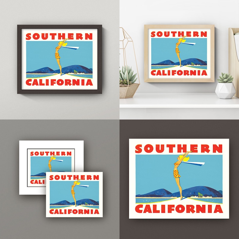 Vintage Southern California Print • Mid-century California Poster • 2 ...