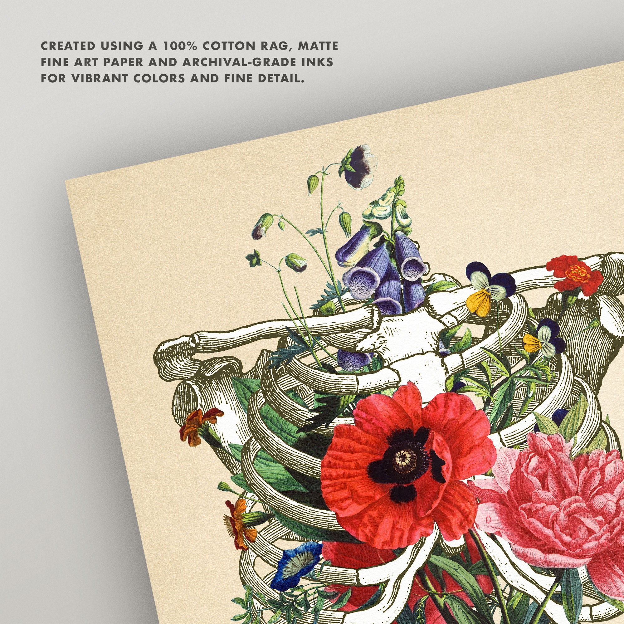 Rib Cage & Vintage Rib Cage and Flowers Collage 4 Sizes | Etsy