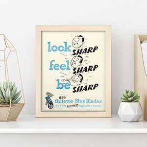 Mens Bathroom Print • Retro Men’s Razor Shave Ad Print • 4 Sizes ...