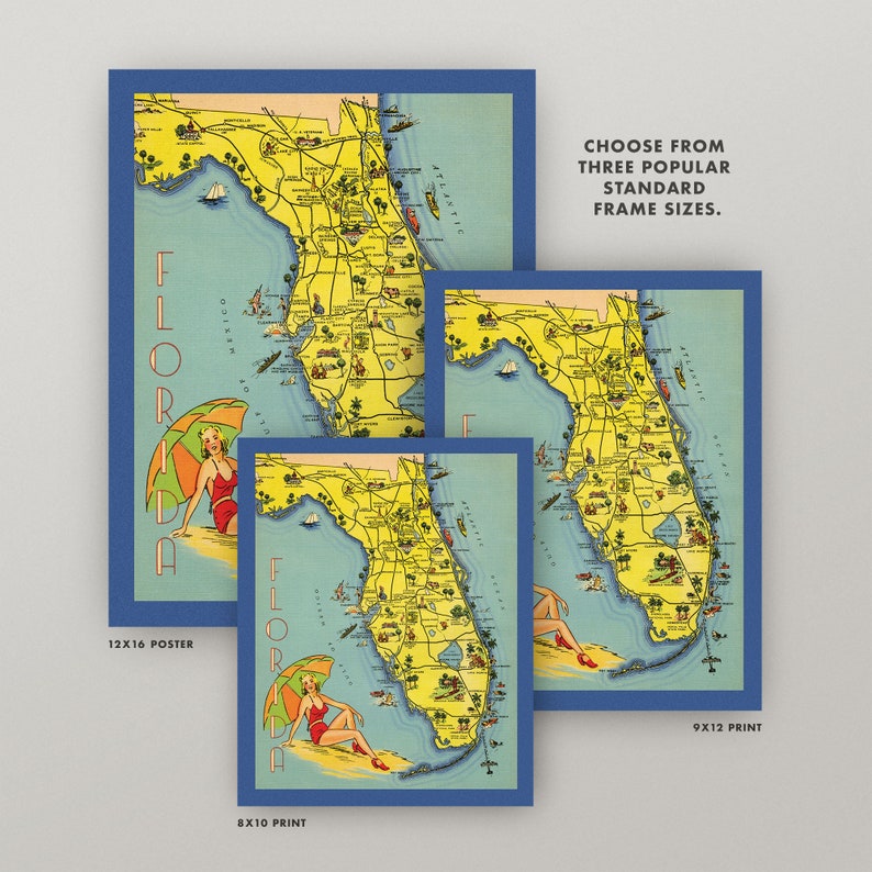Vintage Florida Print Retro Florida Poster 4 Sizes - Etsy