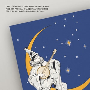 Moon Pierrot • Vintage Clown Playing the Lute • 5 Sizes! • Antique ...