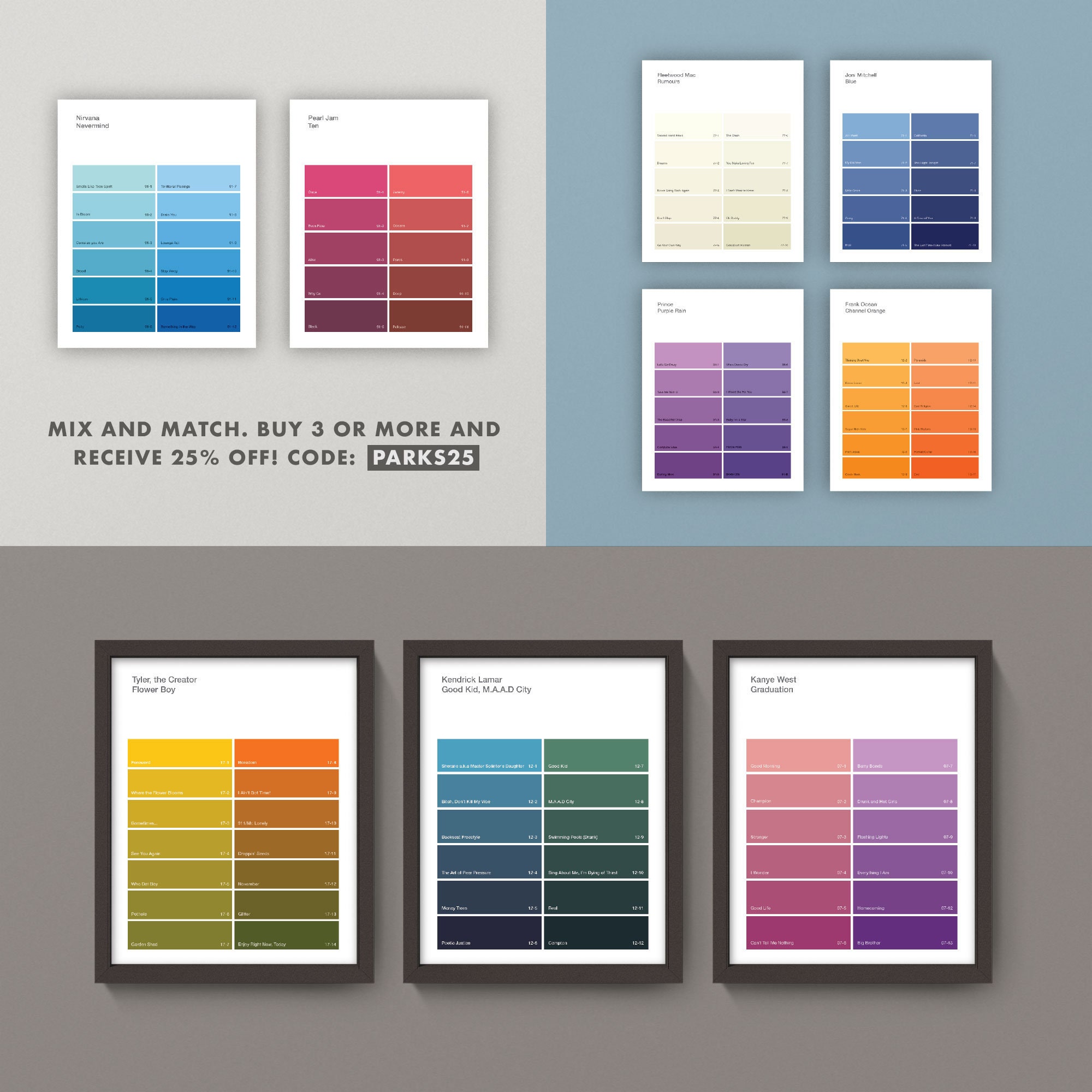 Album Cover Paint Swatches 3 Sizes Geometric Prints & | Etsy