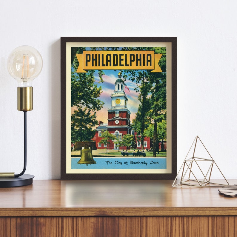Vintage Philadelphia Print Antique Philly Poster 4 Sizes | Etsy